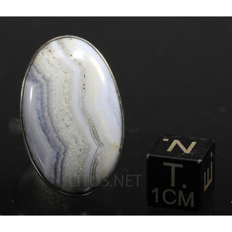 Anillo de calcedonia azul